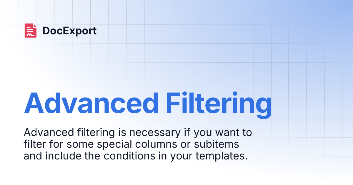 Advanced Filtering | DocExport