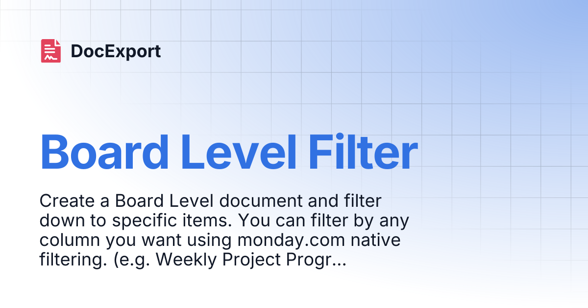 Board Level Filter | DocExport