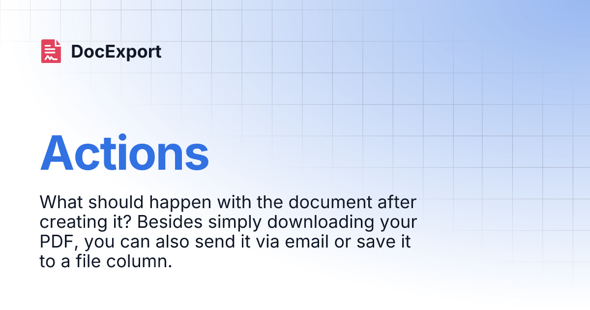 Actions | DocExport