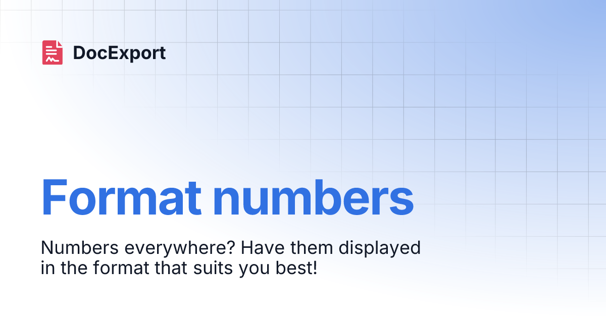 Format numbers | DocExport